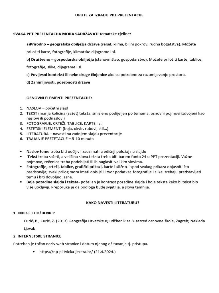 Upute Za Izradu PPT Prezentacije - Države Europe | PDF