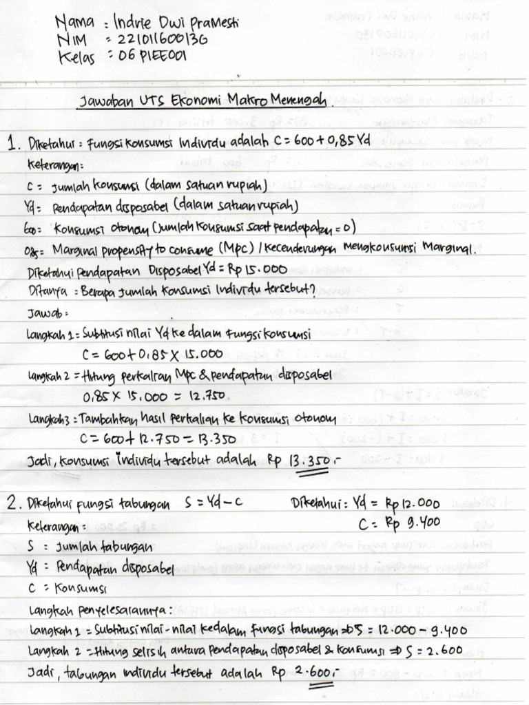 Jawaban UTS Ekonomi Makro Menengah | PDF