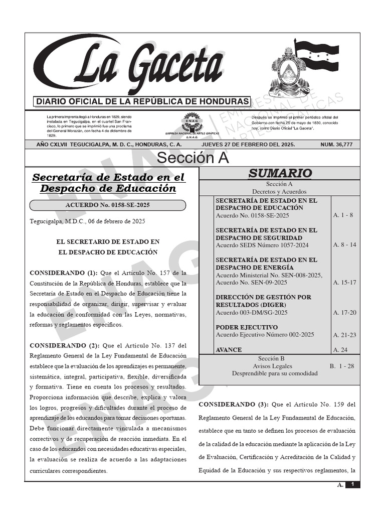 Acuerdo 0158 SE 2025 | PDF | Evaluación | Educación primaria