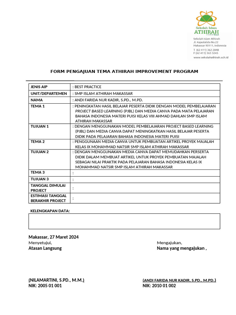 Form Pengajuan Judul | PDF