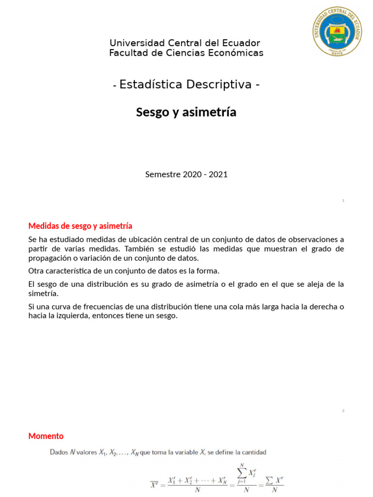 Sesgo y Asimetría | PDF | Oblicuidad | Media