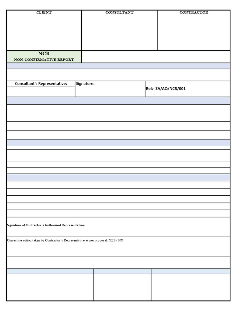 Non-Confirmative Report - (NCR) | PDF