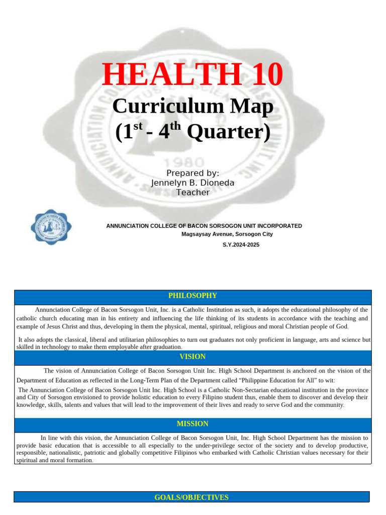 Curriculum, Map in Health 10 | PDF | Alternative Medicine | Learning