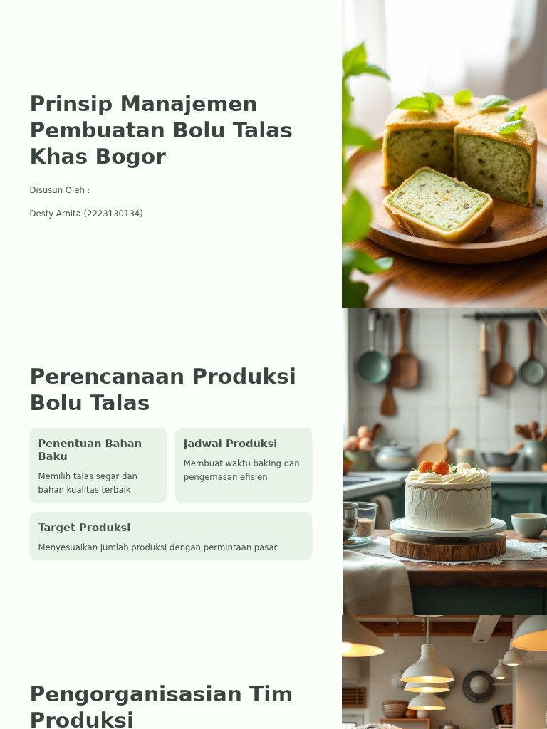 Prinsip Manajemen Pembuatan Bolu Talas Khas Bogor | PDF