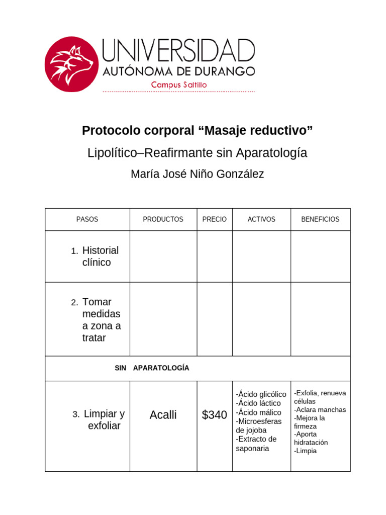 Protocolo Corporal Masaje Reductivo Miguett | PDF