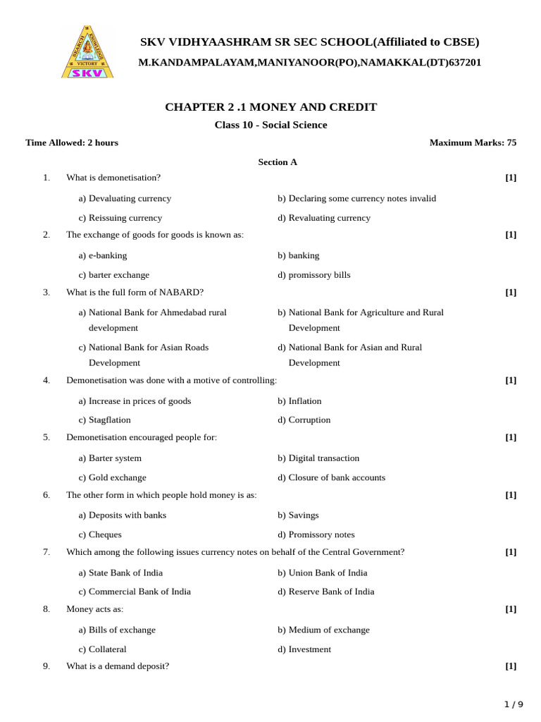 17 Money and Credit | PDF | Loans | Money
