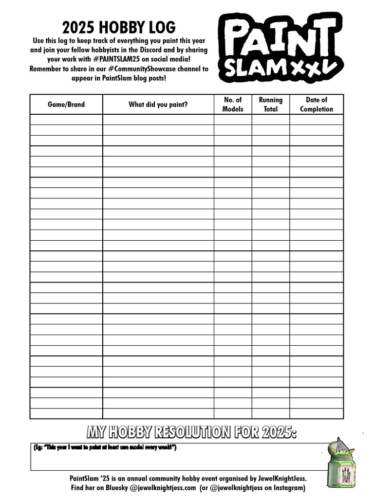 PaintSlam '25 Hobby Log | PDF
