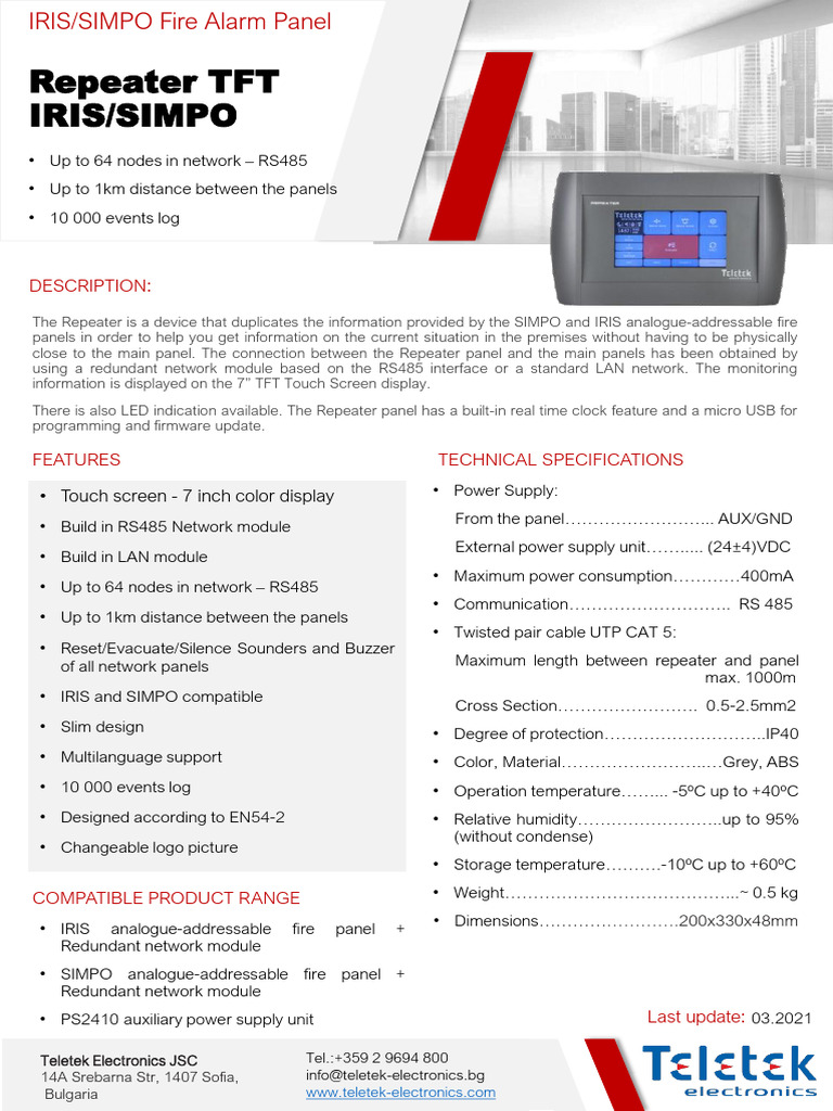 Repeater-TFT-IRIS SIMPO Datasheet EN 082023 | PDF | Computing | Electronics