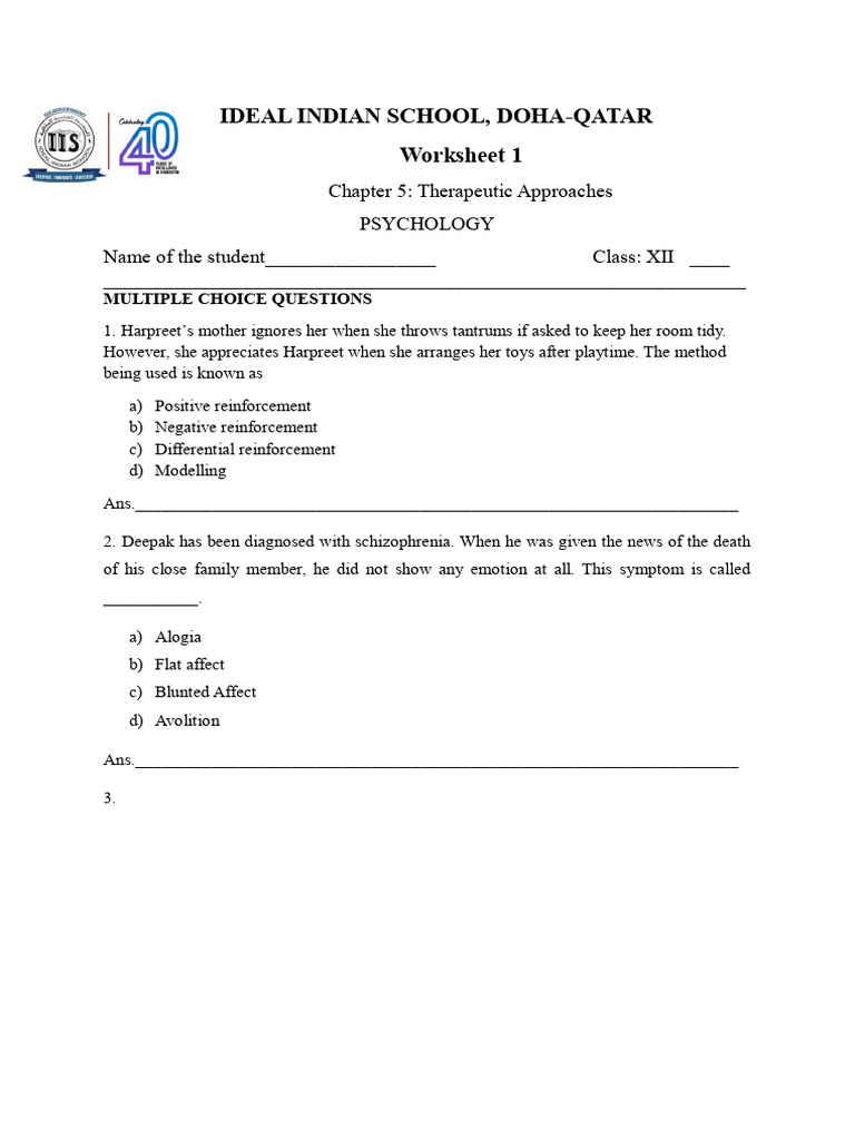 PSY XII Chap.5 Worksheet 1 | PDF | Psychotherapy | Cognitive Behavioral Therapy