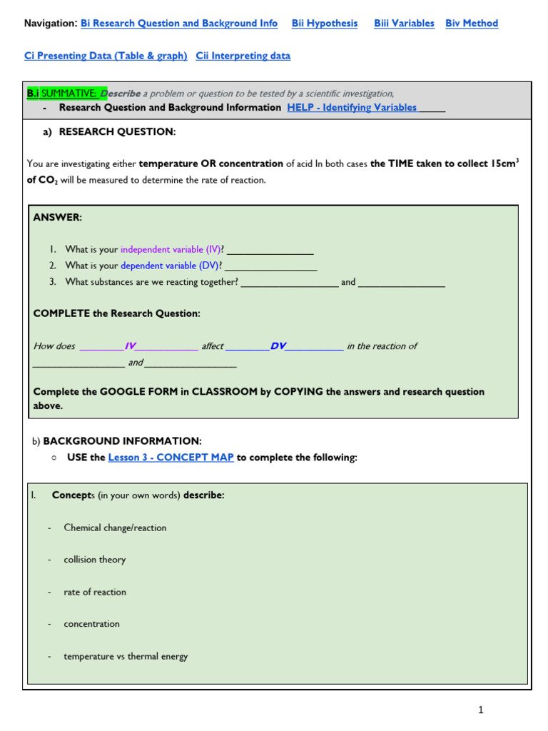 KCF Coral (CaCO3 and HCL) Summative Lab FINAL Template | PDF ...