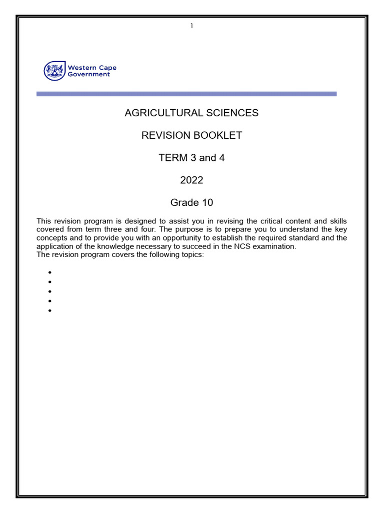 Grade 10 Agricultural Science Revision | PDF | Agriculture