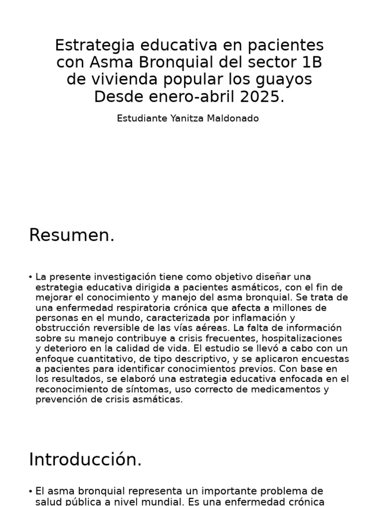 AB, Presentación Sobre Asma Bronquial para Evaluar El Conocimiento ...