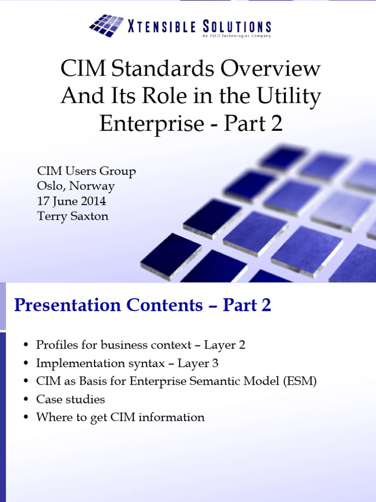 CIM Standards Overview CIM U Oslo - Part2 | PDF | Resource Description ...