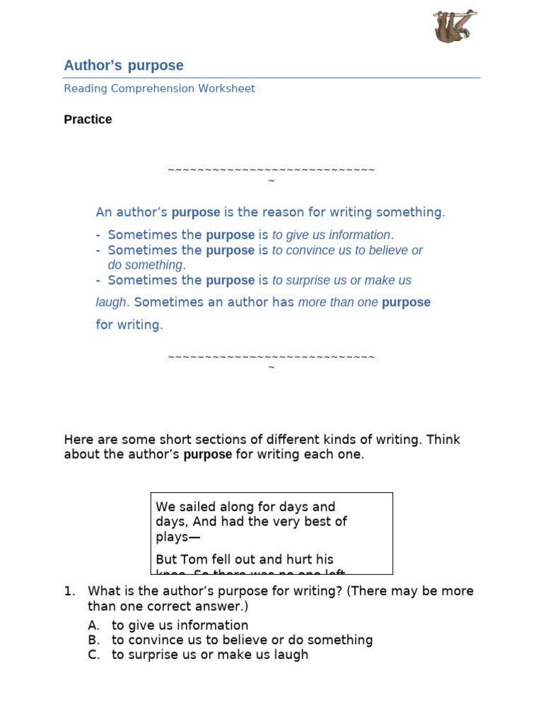 Grade 4 Authors Purpose B | PDF