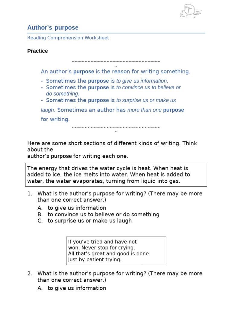 Grade 4 Authors Purpose A | PDF