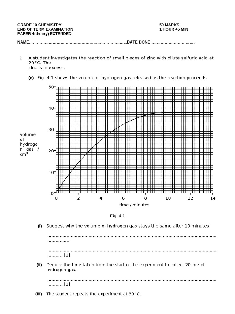 GRADE 10 CHEM PP4 (Theory) | PDF | Chemical Reactions | Hydrogen Peroxide