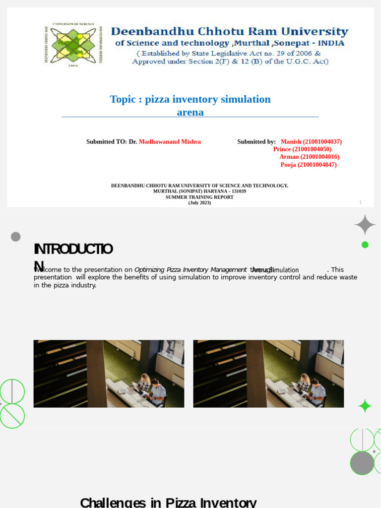 Pizza Simulation Arena Presentation | PDF | Inventory | Simulation