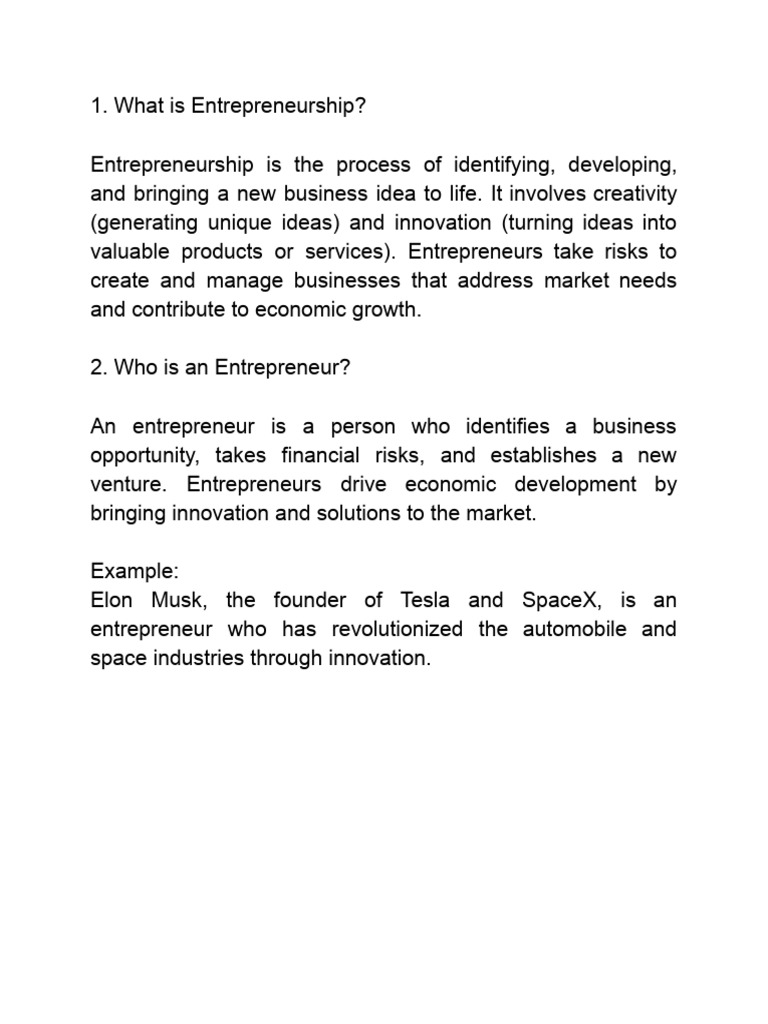 Basics of Entrepreneurship | PDF