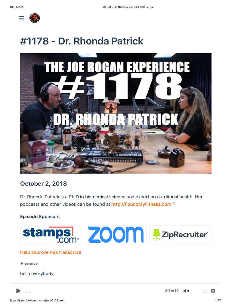 Joe Rogan #1178 - Dr. Rhonda Patrick | PDF | Fish Oil | Bacteria