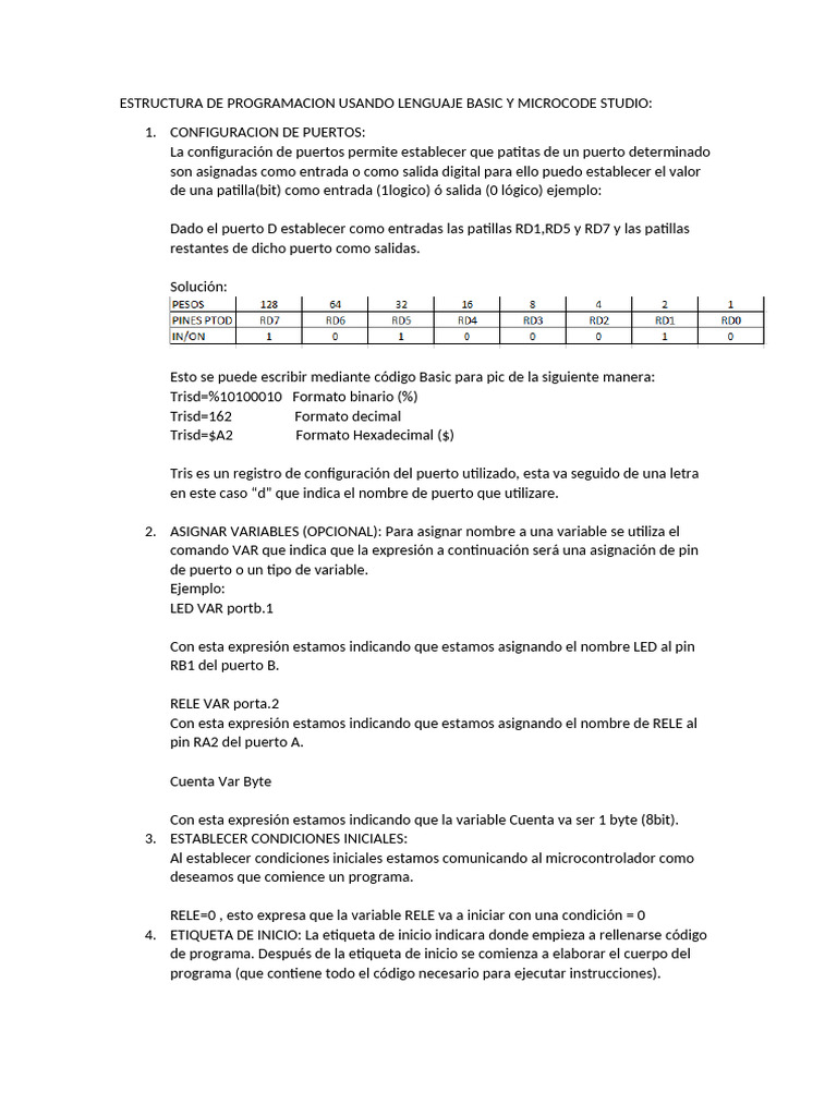Estructura de Programacion Usando Lenguaje Basic y Microcode Studio ...