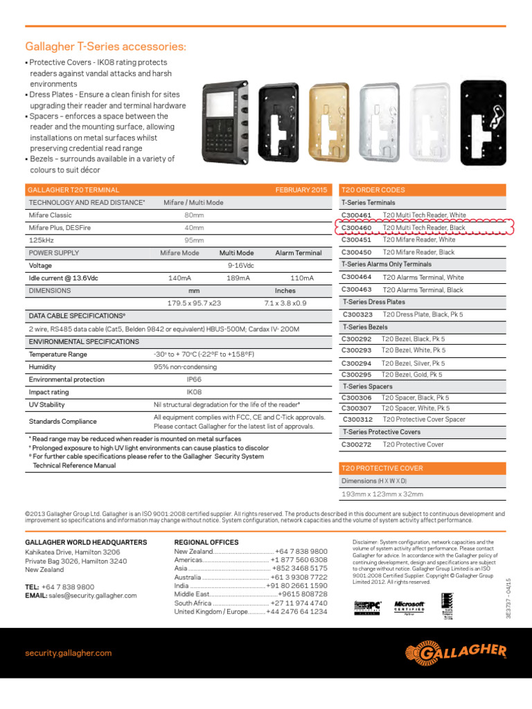 Gallagher T20 Reader Specifications | PDF