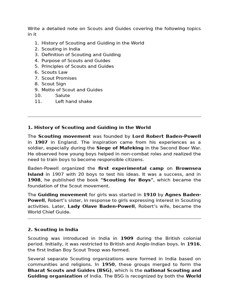 Scouts and Guides: History and Principles | PDF | Scouting | Outdoor ...