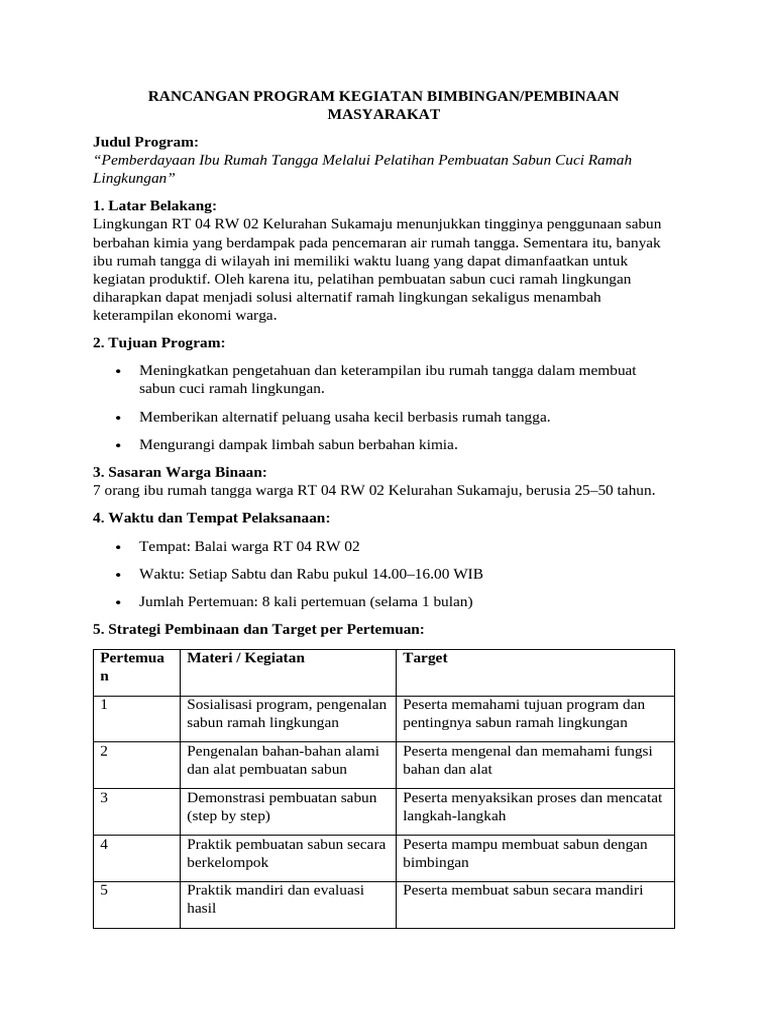 Rancangan Program Kegiatan Bimbingan | PDF