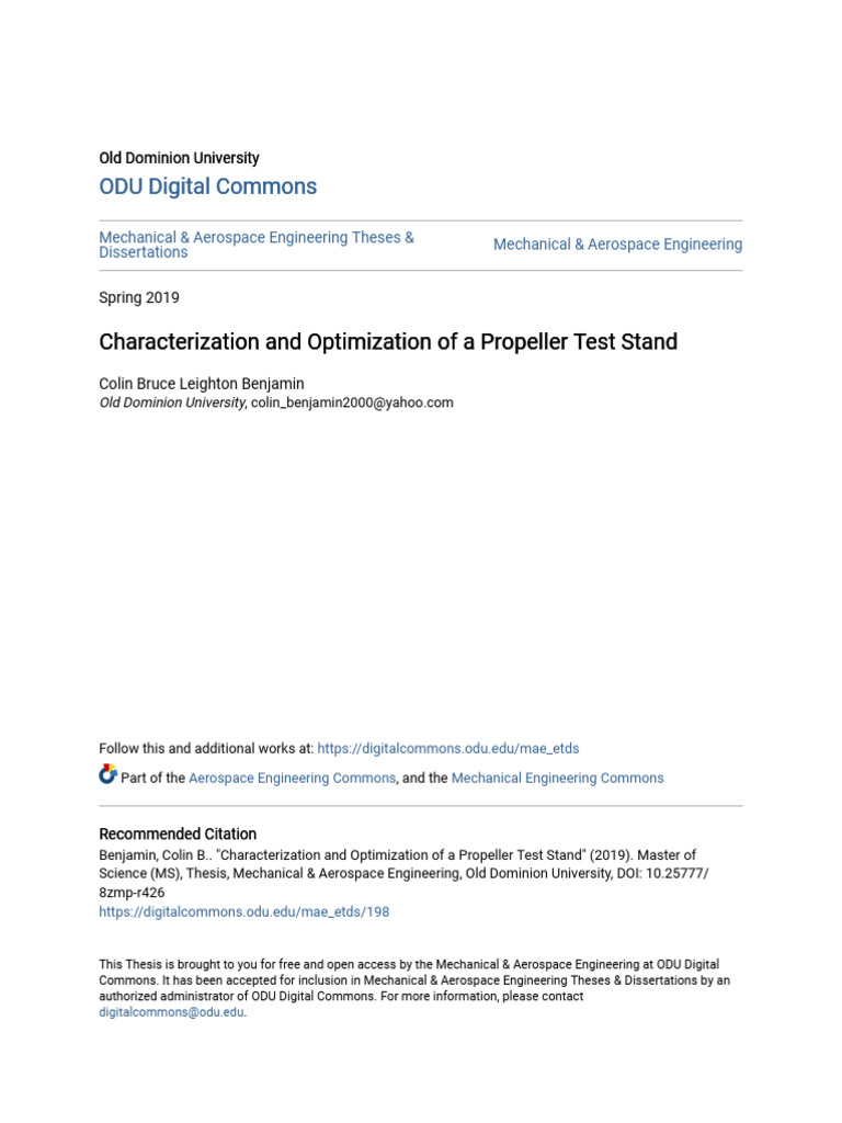 Characterization and Optimization of a Propeller Test Stand | PDF ...