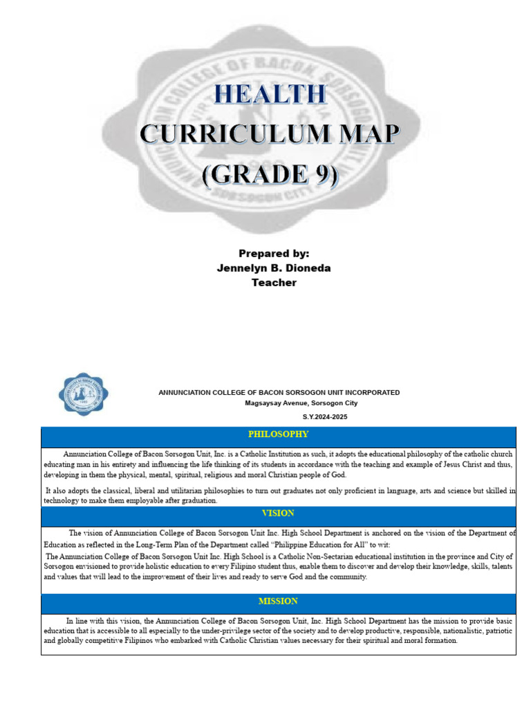 Curriculum Map HEALTH 9 | PDF | Substance Abuse | First Aid