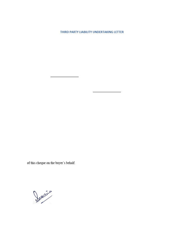 Third Party Liability Undertaking Letter | PDF