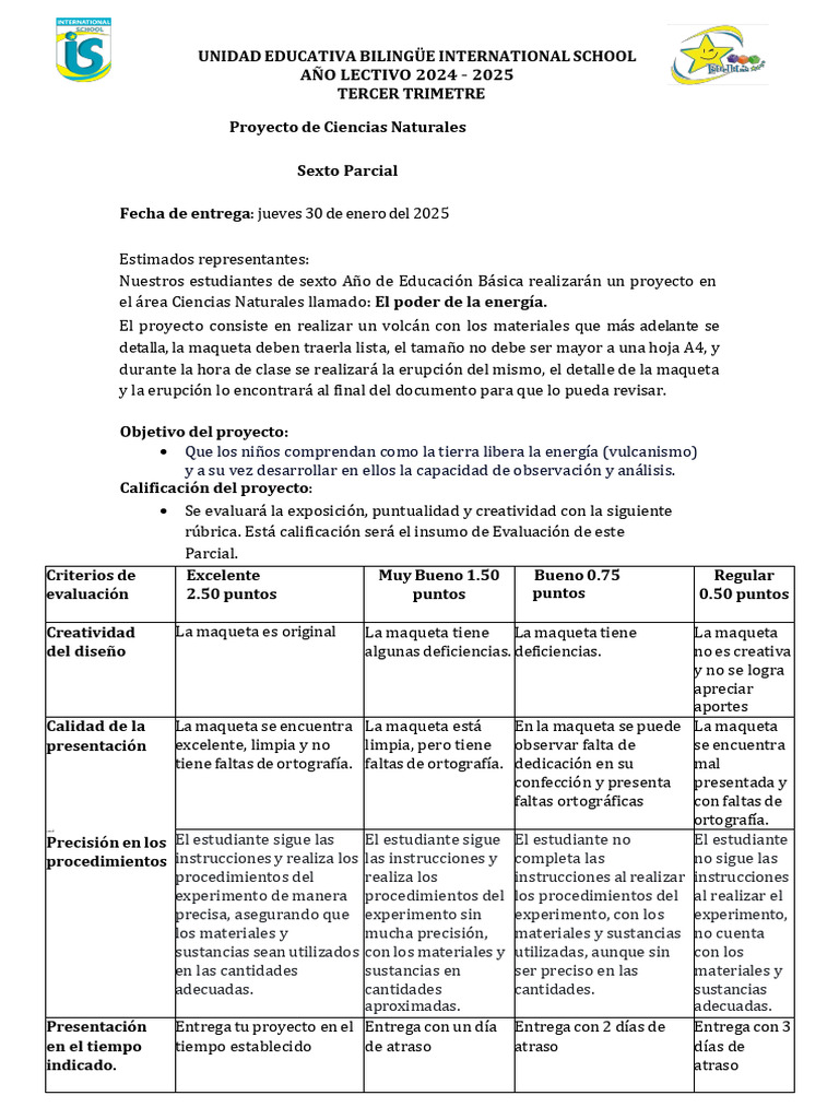 Proyecto de Volcán Casero Escolar | PDF | Volcán | Tipos de erupciones ...