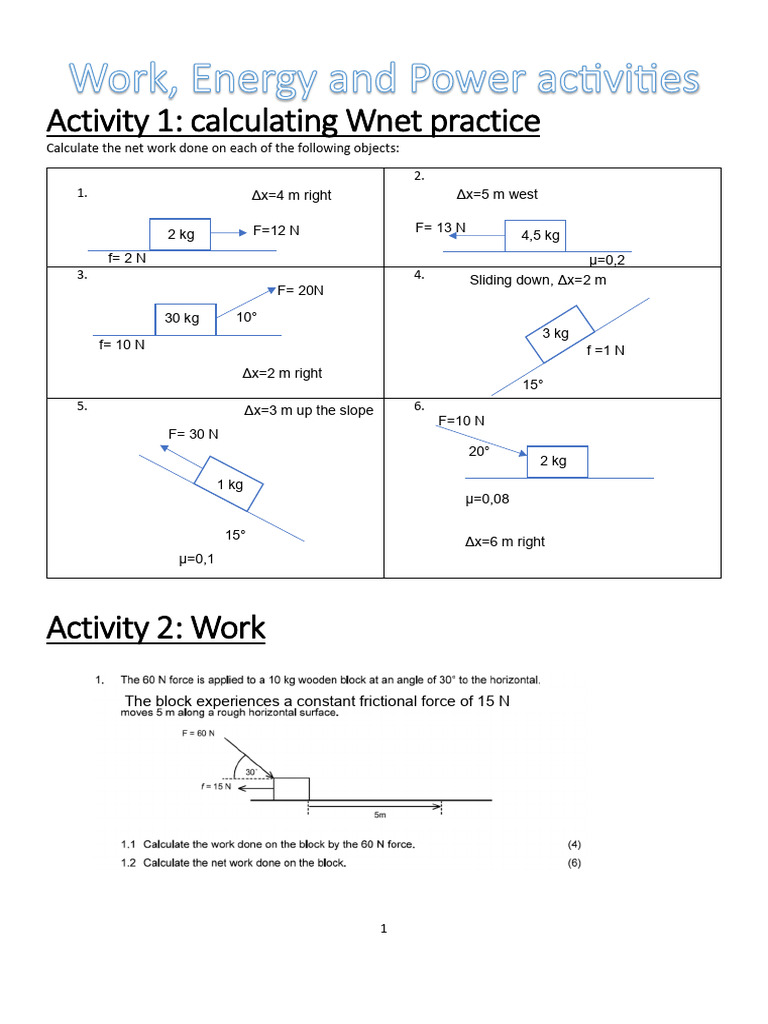 Workenergypower ACTIVITIES | PDF | Friction | Physical Phenomena
