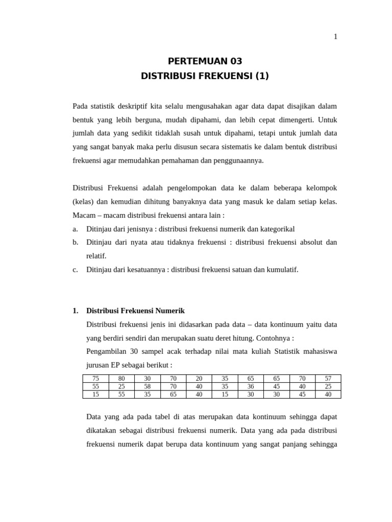 Panduan Distribusi Frekuensi Data Statistik | PDF