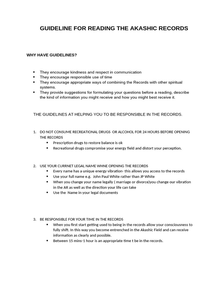Guideline For Reading The Akashic Records | PDF | Drugs