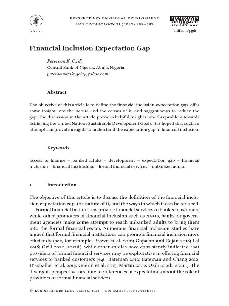 Financial_Inclusion_Expectation_Gap | PDF | Financial Inclusion | Interest