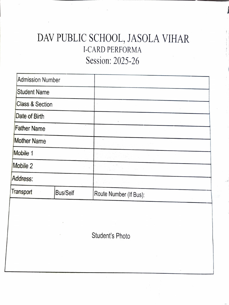 I Card Proforma | PDF