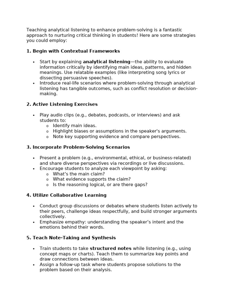 Enhancing Problem-Solving with Listening | PDF | Critical Thinking ...