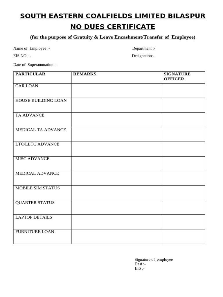No Dues Certificate | PDF