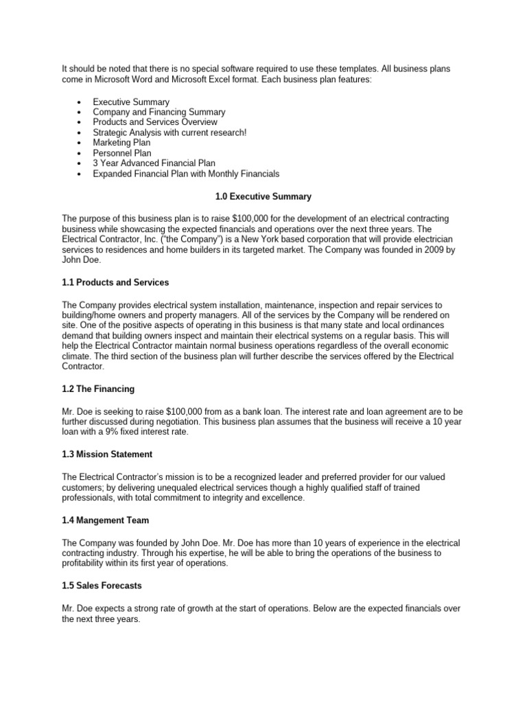 Business Plan Electrical | PDF | Marketing | Employment