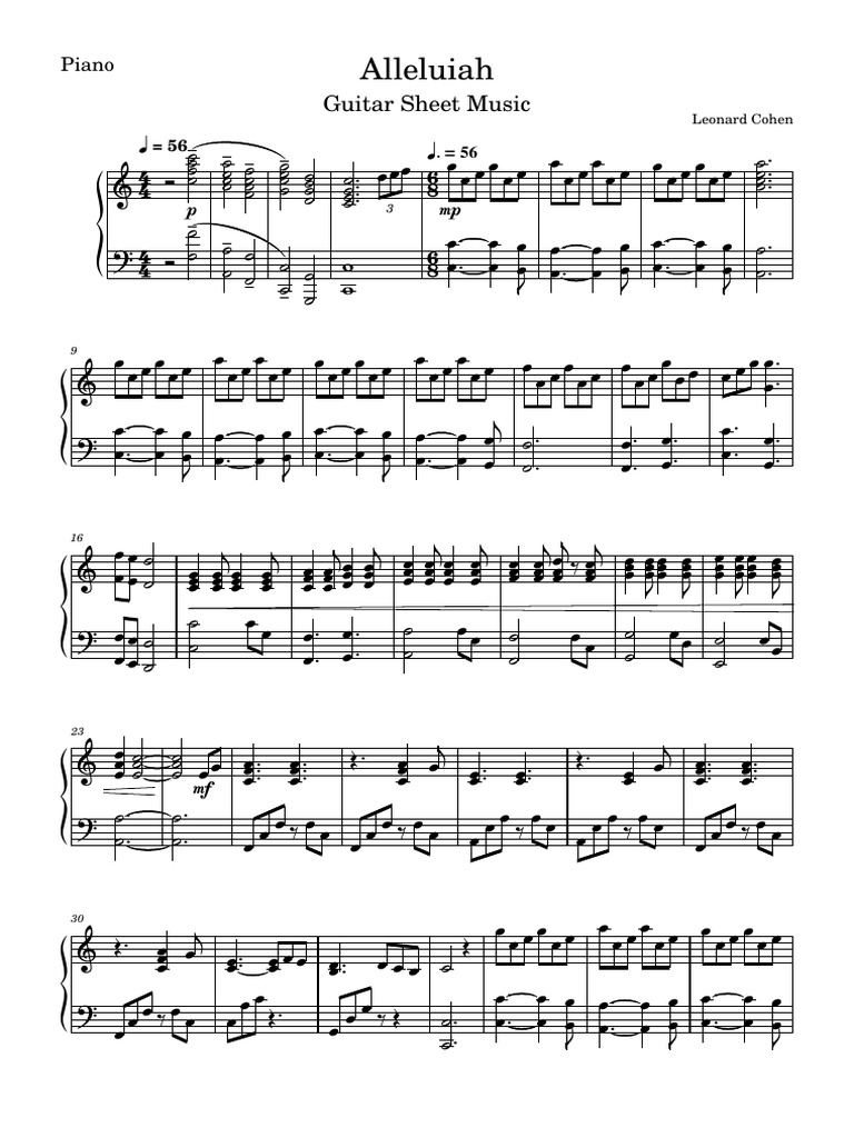 ALLELUIAH - Leonard Cohen (Klavir) | PDF