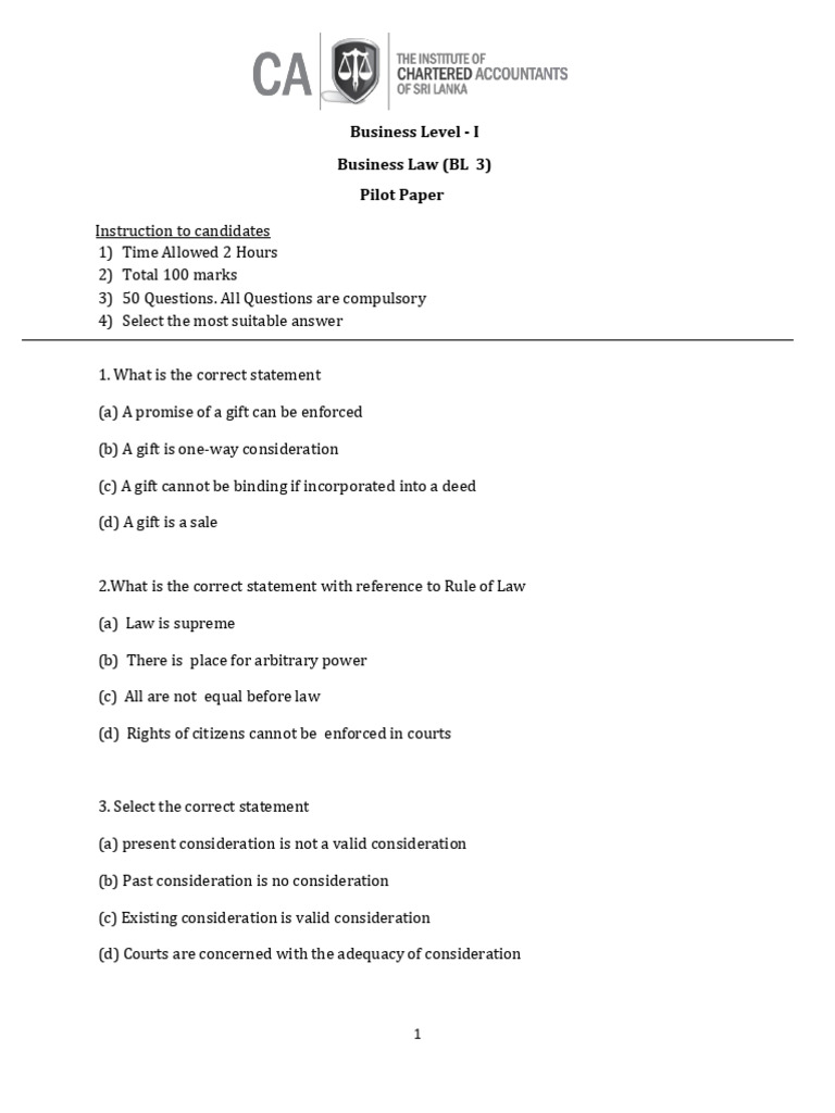 Business Law Exam Paper Insights | PDF | Alternative Dispute Resolution ...