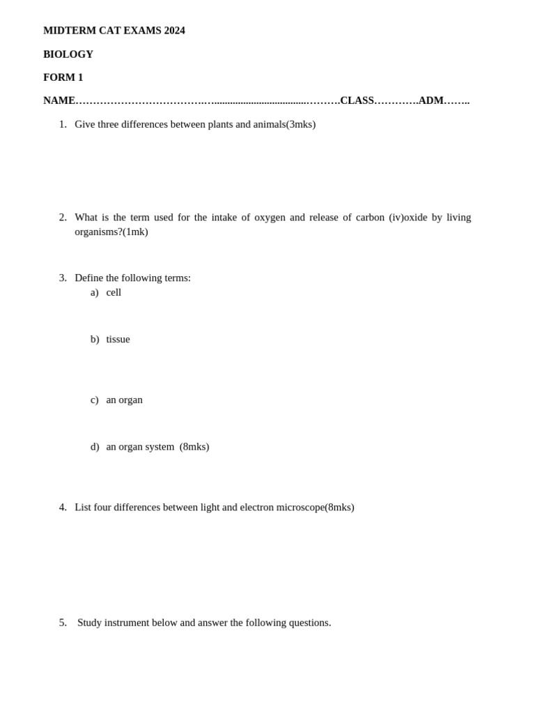 Biology f1 Qs | PDF