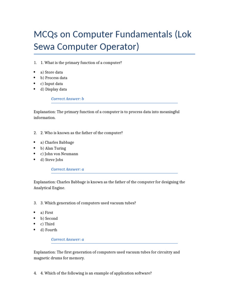 Computer Fundamentals MCQ Part1 | PDF