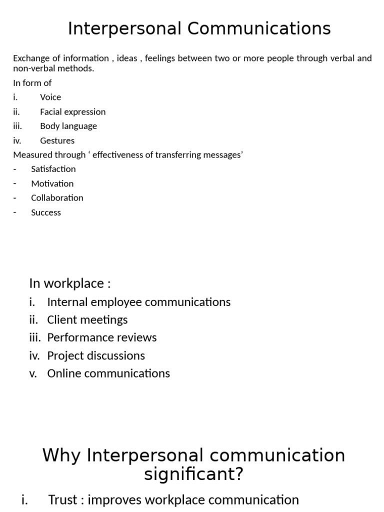 Interpersonal Communications | PDF