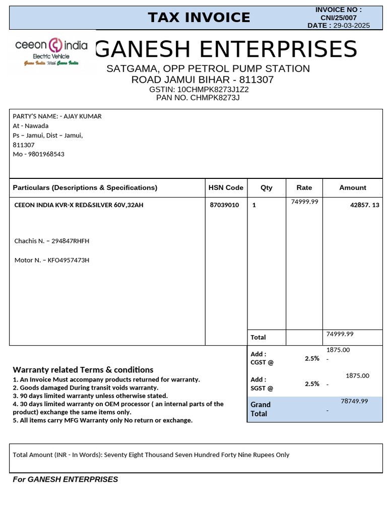 Updated Invoice Ajay Kumar | PDF | Payments | Economy Of India