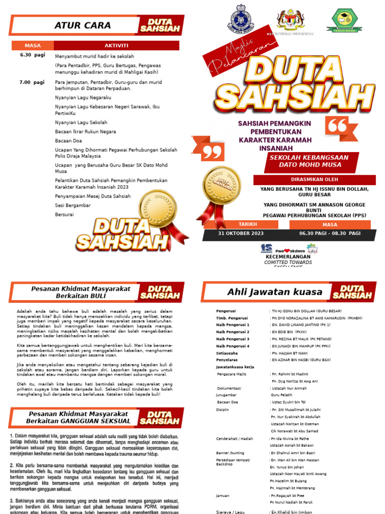 Buku Program Duta Sahsiah Diguna | PDF