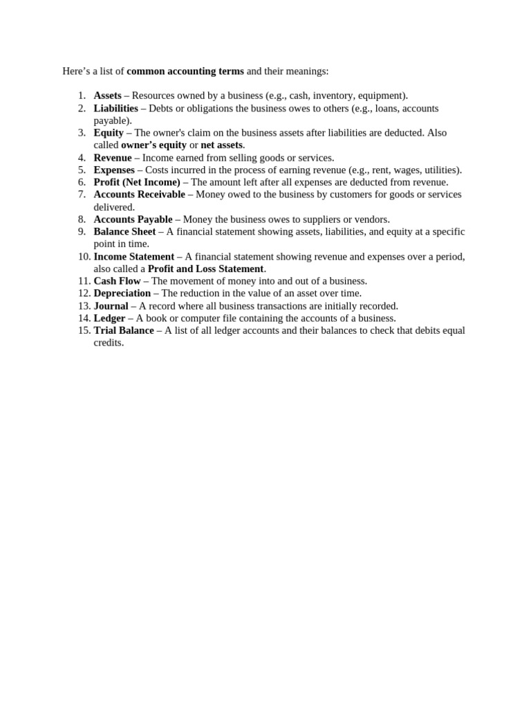 Accounting Terms | PDF