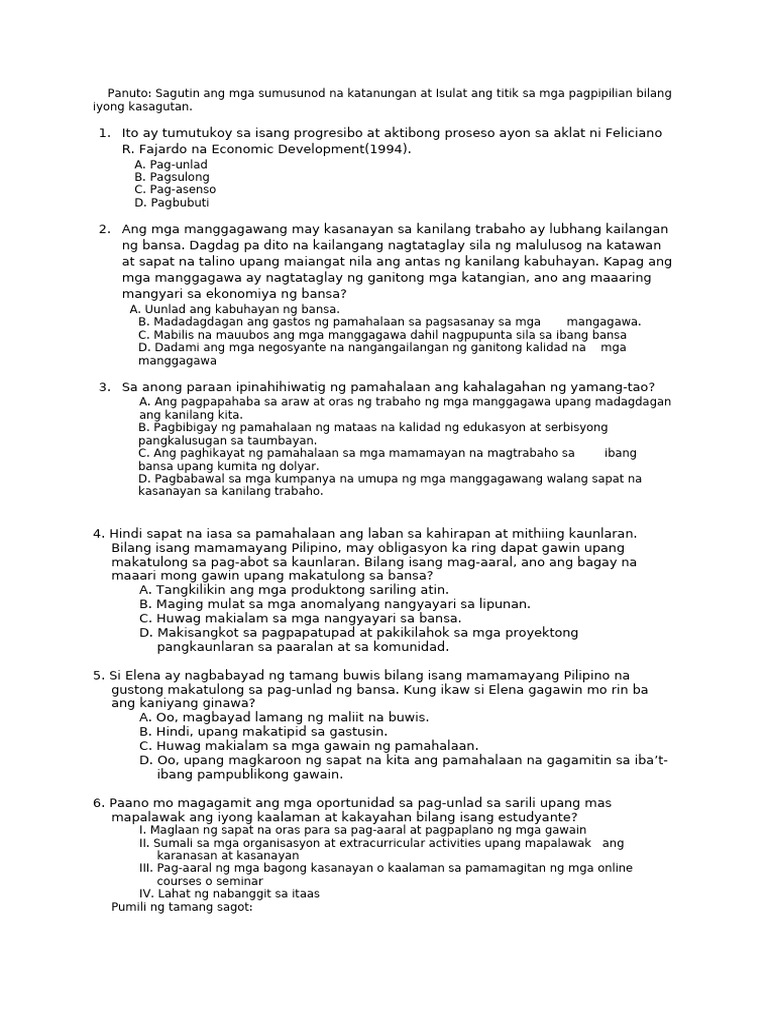 Ap9 Q4 TQ | PDF