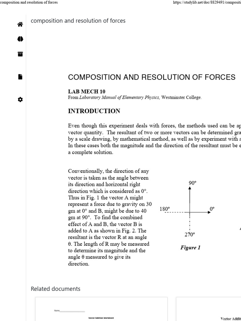 Composition and Resolution of Forces | PDF | Force | Euclidean Vector