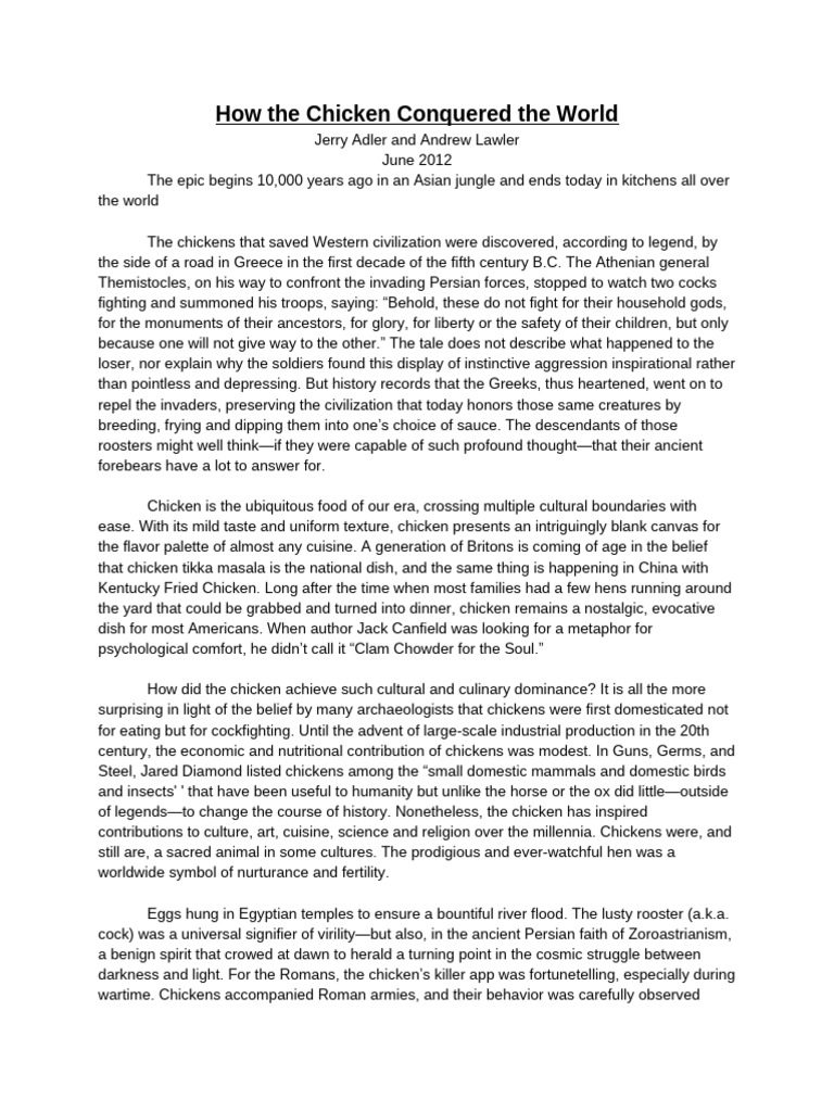 How The Chicken Conquered The World | PDF | Chicken | Domestication